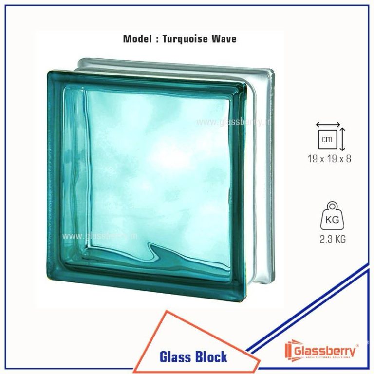 Glass Block turquoise colour wave – Glassberry – Architectural Hardware
