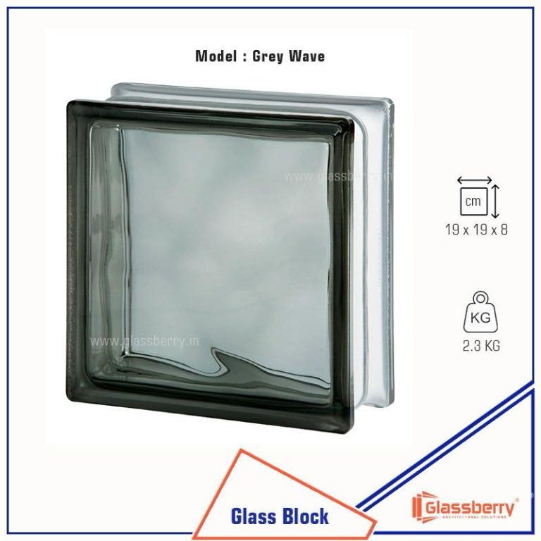 Grey colour glass block – Grey wave – Glassberry – Architectural Hardware